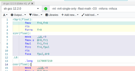 SH4 in Compiler Explorer - dreamcast.wiki